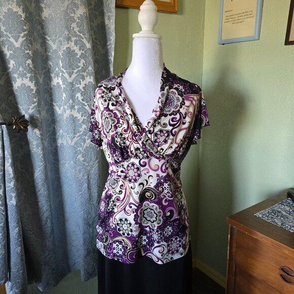 JKLA California | Tops | Purple Floral Blouse | Poshmark